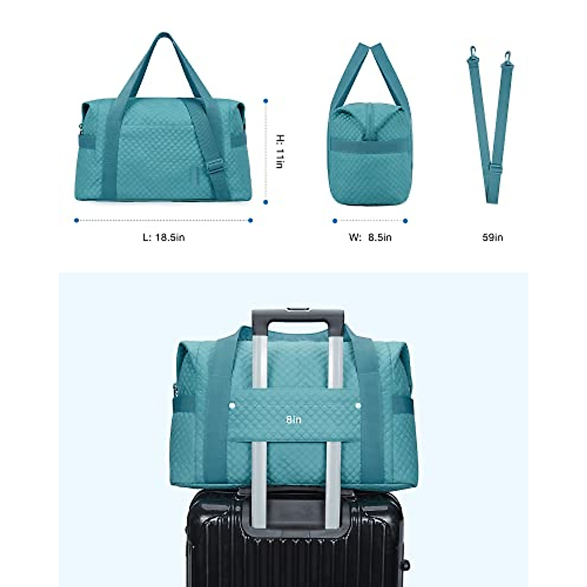 Weekender Bags for Women, BAGSMART Gym Bag with Yoga Mat, Travel Duffle Overnight Bag for Travel Essentials, Large Hospital Bag for Labor and Delivery(Teal)