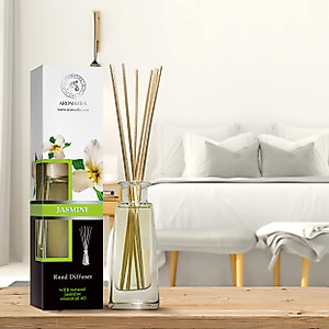 Jasmine Reed Diffuser 3.4 Fl Oz (100ml) - Home Fragrance - Air Freshener - Scented Diffuser - Gift - Spa - Home - Office - Boutique - Floral & Long Lasting Aroma - Aromatherapy