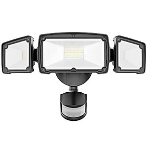 HGGH LED Motion Sensor Outdoor Lights Security Lights,38W 4200LM Flood Lights Outdoor Motion Sensor Lights,6000K,IP65 Waterproof,3 Head Motion Detection Outdoor Lights for Yard Garage Porch