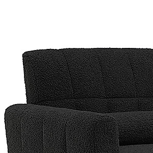 Tiophome Teddy Accent Modern Side Gold Legs & Waist Pillow, Single Sofa Couch Armchair Reading Chairs for Living Waiting Room Bedroom Black