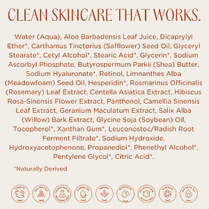 InstaNatural Retinol Moisturizer Nighttime Face Moisturizing Cream, Brightens and Reduces Signs of Aging, Wrinkles, Lines and Discoloration, with Vitamin C and Hyaluronic Acid, 3.4 Fl Oz