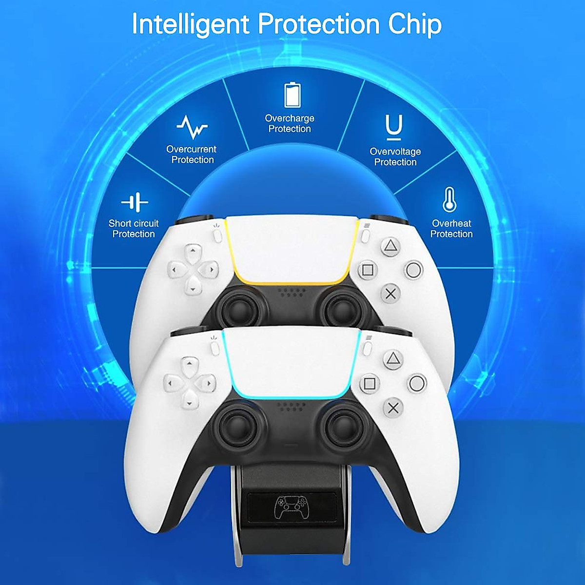 Charging Station for PS5 Wireless Controller, with Rocker Cap, Upgraded Fast Charger Dock for PS5, Compatible with PlayStation 5 Charger Adapter, Wireless Controller Charging Dock, White