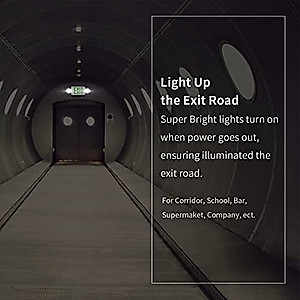 Green LED Exit Sign Emergency Lights with 2 Adjustable Head Lights, Green Letter Emergency Exit Light With Battery backup For Restaurant, Commercial, Family Emergency, UL-Listed 120-277V