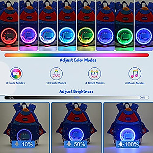 yisibo Led Lights Dinosaur Backpack Waterproof Toddler Backpack Kindergarten Preschool Schoolbag for Kids Baby Boys Girls…