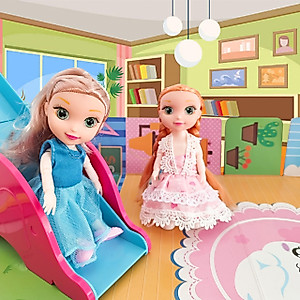 Huang Cheng Toys 6.3" Mini Girl Dolls, Include 10 Sets Handmade Doll Clothes, 5 Sets 6.3" Small Girl Dolls, 5 Pairs of Shoes