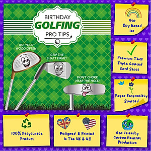 Cult Kitty Birthday Golfing Tips - Funny Golf Birthday Card for Men - Thick, Premium Birthday Card for Men, Great Golf or Golfer Card with Colourful Envelope