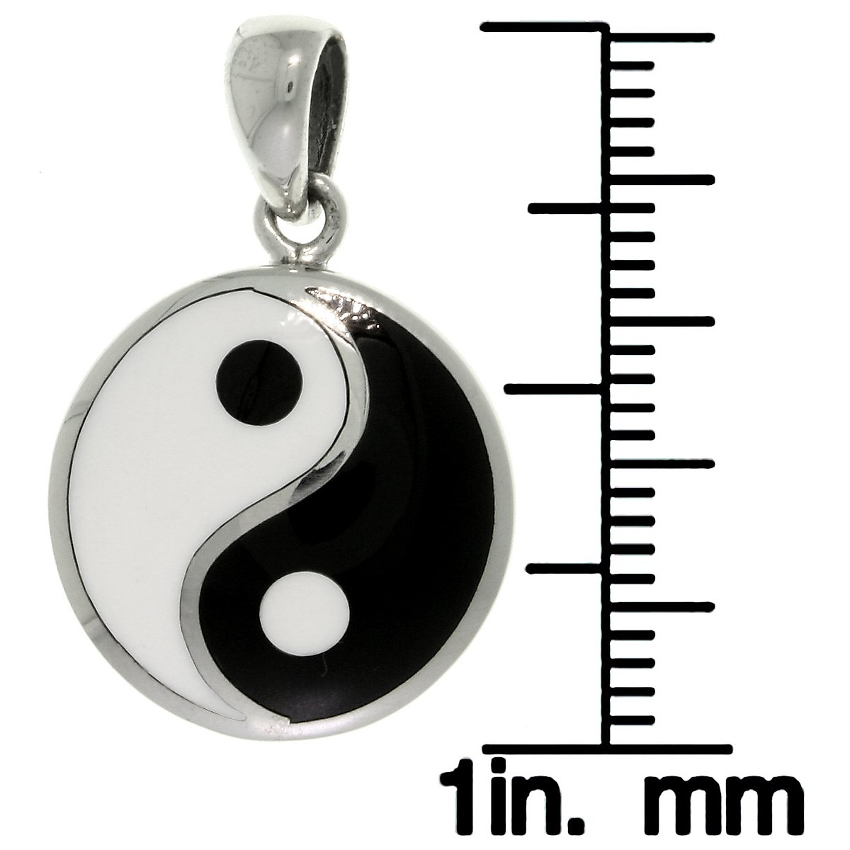 Jewelry Trends Sterling Silver Yin Yang Black and White Balance Symbol Tao Pendant