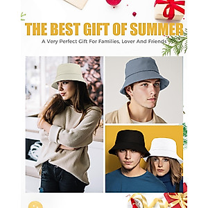 Unisex Bucket Hat for Women Men Cotton Summer Sun Beach Hat, Denim Packable Fisherman Cap for Casual, Trips, Sports, Black, M/L