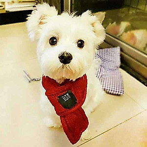 NACOCO Dog Red Christmas Knitted Scarf Cat Warm Bandana Winter Holiday Pet Accessories Cat New Year Scarf(S)