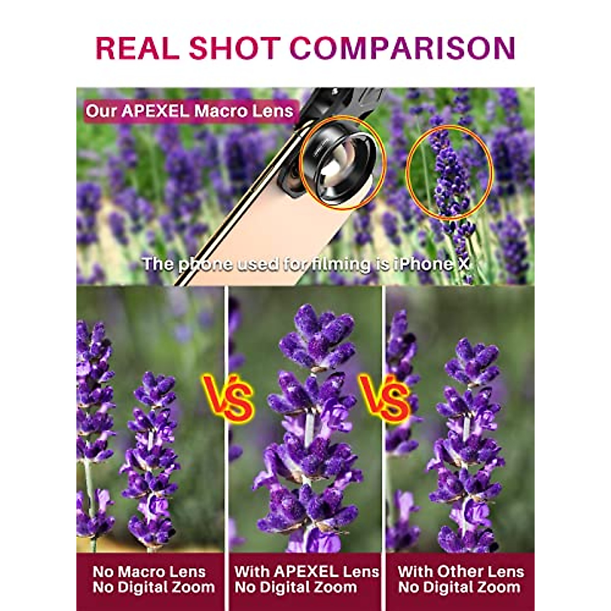 APEXEL Professional Macro Photography Lens for Smartphone, Macro Lenses for iPhone, Samsung, Galaxy, Oneplus, Android Phone(Fits for Almost All Phone), Cell Phone Macro Lens Attachment for iPhone 13