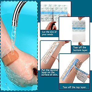 Spnico 6 Rollos de Vendajes Adhesivos Elásticos Transparentes Vendas Adhesivas Impermeables Rollo de Vendaje de Película Clara para Ducha Cinta Adhesiva Transparente, 4 Pulgadas x 3 Yardas