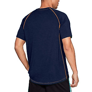 Men's Workout Shirts Dry Fit Lightweight Fishing Performance Athletic Hiking Running Training Short Sleeve Sports Shirts Navy Size 4XL