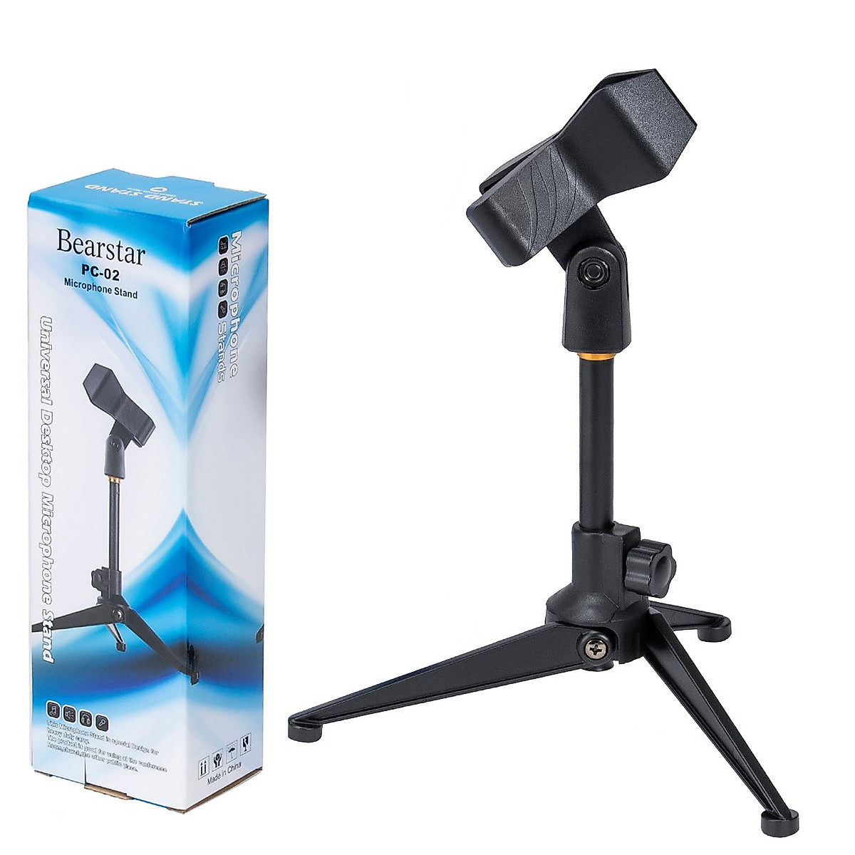 Universal Desktop Microphone Stand Adjustable MIC Tabletop Stand with Spring-Loaded Microphone Clip Such as Sm57 Sm58 Sm86 Sm87