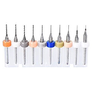 uxcell PCB Drill Bits 0.2mm-1.1mm Tungsten Carbide Rotary Tool Jewelry CNC Engraving Print Circuit Board Micro Drill Bits 1/8 Inch Shank 1 Set (10 Pcs)