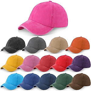 Jecery 15 Pcs Vintage Baseball Cap American Flag USA Flag Distressed Baseball Hat Adjustable Unisex Sport Cap for Women Men(Assorted Colors, Ponytail Style)