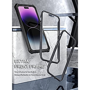 Poetic Guardian MagPro Case for iPhone 14 Pro Max 6.7 Inch,[Compatible with MagSafe][20 FT Mil-Grade Drop Tested] Full-Body Shockproof Rugged Clear Cover with Built-in Screen Protector, Black/Clear