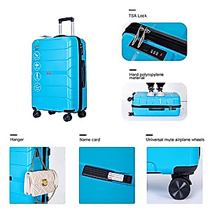 Travelhouse Luggage Sets, Lightweigh Hardside Suitcases with Double Spinner Wheels,TSA Lock, 3 Piece Set 20"/24"/28" (Blue-31)