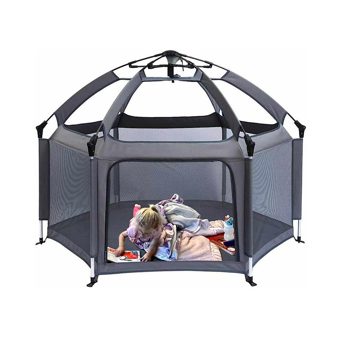 Barton Moore Pop Up Baby Play Pen: Large Portable Play Yard for Babies and Toddlers, Ideal for The Beach, Camping, RV Indoor and Outdoor Use, Compact, Lightweight and Packable for Travel.