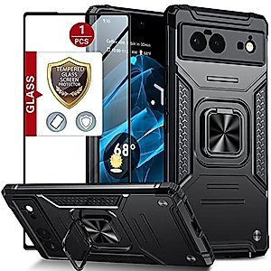 ANTSHARE for Google Pixel 6 Case with Screen Protector, Military Grade Dual Layer Shockproof Heavy Duty Protective Phone Case with Magnetic Kickstand Car Mount Holder for Pixel 6 5G 2021 6.4’’(Black)