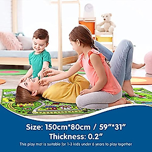 Booooom Jackson Kids Car Carpet Playmat Rug 60"x32",Train Car Rug,Car Mat for Kids Toy Cars,City Kids Car Rug Play Mat,Non Slip Kids Rug for Playroom Bedroom Boys,Children Play Area Rug Cars,Road Rug