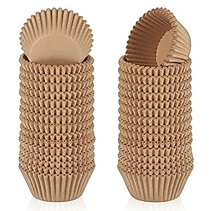 Caperci 500 Count Mini Cupcake Liners Natural Muffin Liners Greaseproof No Smell Small Cupcake Wrappers Baking Cups