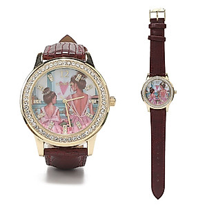 Nicole Lee 3 Pieces Accessories Gift Value Set (Wallet Crossbody, Small Card Case, Diamond Fashion Watch) (Double Queens)