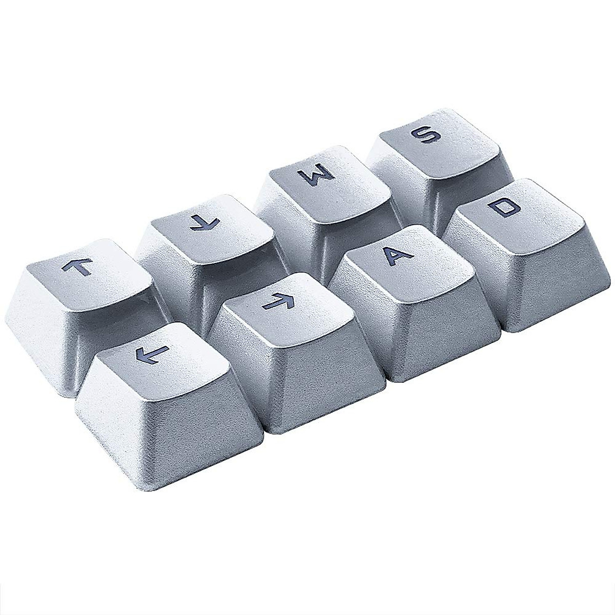 HUYUN FPS & MOBA Gaming Keycaps Replacement for Cherry MX Razer Corsair Logitech Gaming Mechanical Keyboard (Silver-WASD↑↓←→)