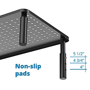 Premium PC Monitor & Laptop Stand with Sturdy, Stable Black Metal Construction. Fashionable Riser is Height Adjustable with Non-Skid Rubber. Perfect for Computer Monitor, iMac Stand, Computer Shelf