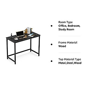 Weehom Small Computer Desk Study Writing Desk for Home Office Pc Notebook Table Workstation Stand 39 Inches Metal Leg Black