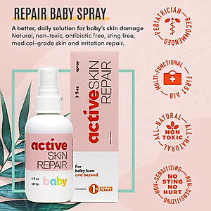 Active Skin Repair Natural, Non-Toxic, No Sting Baby Spray First Aid Safe For Use on Diaper Rash, Baby Acne, Eczema, Cuts, Wounds, Scrapes, and Other Skin Irritations (3 oz. Spray)