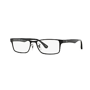Ray-Ban RX6238 Square Prescription Eyeglass Frames, Black/Demo Lens, 55 mm