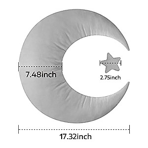 Yarstar 1+4pcs Newborn Photography Pillow Set Newborn Posing Photography Prop Moon Star Baby Picture Prop Newborn Photo Props for Babies Newborn Photography Props Baby Moon Nursery Pillow (C-Grey)