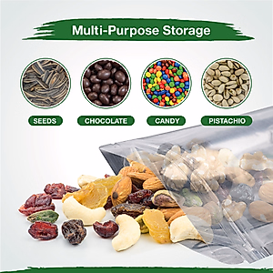 BELLE KR® 4x6 Mylar Bags for Food Storage with 7.5mil Thick - Pack Of 200 - Stand Up Clear Mylar Bags with See Through Window - Small 1/2 Pint Pouches for Freeze Dried Candy - Labels Included