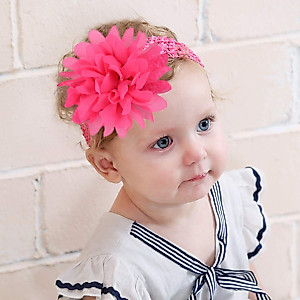 WillingTee 20pcs Baby Girls Headbands Chiffon Flower Soft Stretchy Hair Band Hair Accessories for Baby Girls Newborns Infants Toddlers and Kids