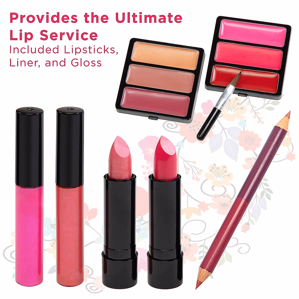 Vokai Makeup Kit Set - 32 Eye Shadows 6 Lip Glosses 2 Lip Gloss Wands 2 Lipsticks 1 Face Powder Duo 1 Blush Powder Duo 1 Mascara - Case with Carrying Handle