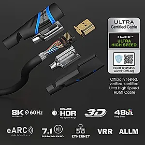 KabelDirekt – 8K HDMI Cable, HDMI 2.1 – 6ft – Certified HDMI Cable for PS5 and Xbox Series X/S – Developed in Germany (Ultra High Speed HDMI Cable for 8K@60Hz, PC/Console and Monitor/TV – Blue/Black)
