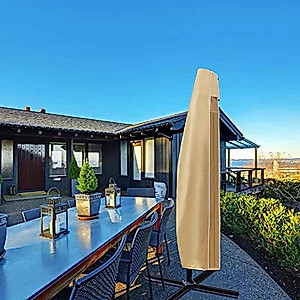 GERYMU Umbrella Covers for Outdoor Umbrellas Patio Umbrella Cover Large Cantilever Umbrella Covers 600D Waterproof and Dustproof Patio Umbrella Cover for 7-11 Feet Offset Outdoor Umbrellas Khaki