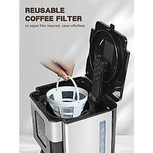 Homtone Coffee Maker 12 Cup Programmable, Anti-Drip Digital Coffee Machine, Brew Strength Control Coffee Maker for Hot Coffee, Stainless Steel, LCD Touch Screen, Permanent Filter, 1000W