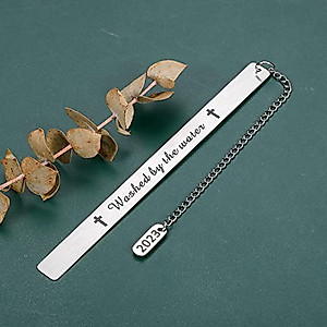 Baptism Gifts for Girl Boy 2023 Washed by The Water Bookmark Religious Gift for Women Men Christian Goddaughter Adult Son Daughter Christmas First Communion Catholic Gift Book Marker Baby Shower Gift