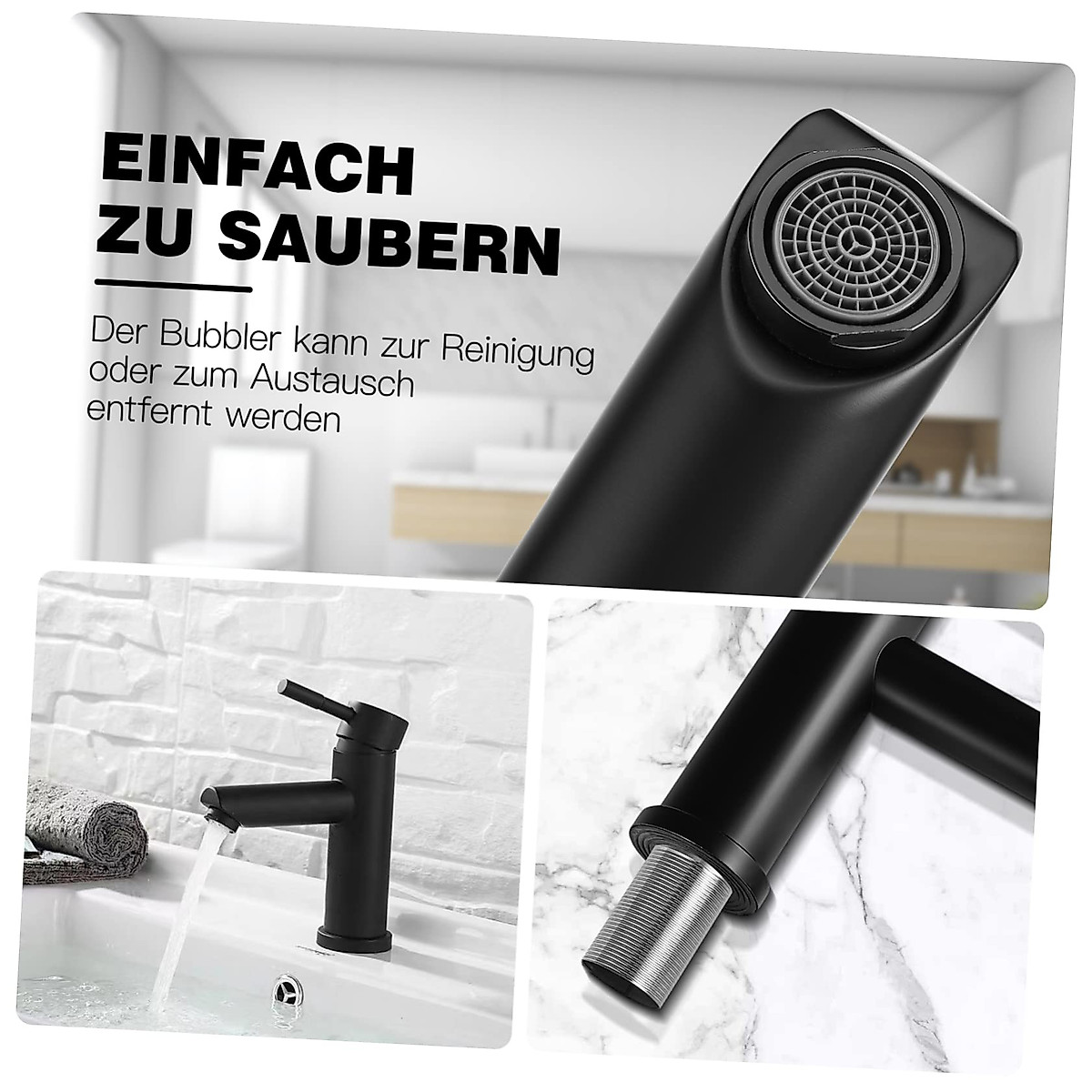 Veemoon Basin Faucet Waschtischarmatur School Faucets Bathroom Tap Kitchen Faucets One Hole Faucet Black Finish Faucet Vanity Faucet Lavatory Faucet Bath Mixer Tap Stainless Steel Sink Tub