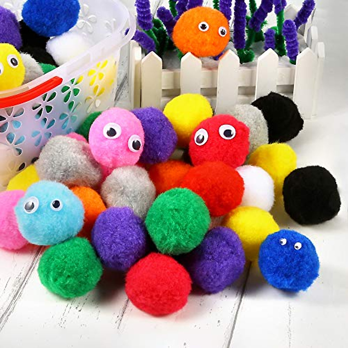 Pllieay 60pcs 15 Colors 2 Inch Very Large Assorted Pom Poms Arts and Crafts for DIY Creative Crafts Decorations