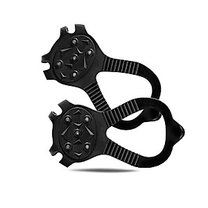 Steel Spike Traction Cleats Rubber Anti-Slip Overshoe for Safety on Snow and Ice Anti-Skid Ice Grips for Shoes and Boots, Slip-on Stretchable Crampons, for Hiking, Mountaineering or Fishing