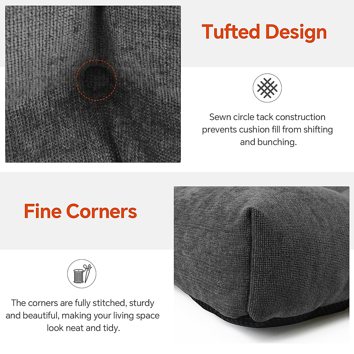 Focuprodu Bench Cushion 36 inch, Bench Cushions for Indoor Furniture, Durable Stain Resistant Outdoor/Indoor Bench Seat Cushion(36x14x4 inch, Dark Gray)