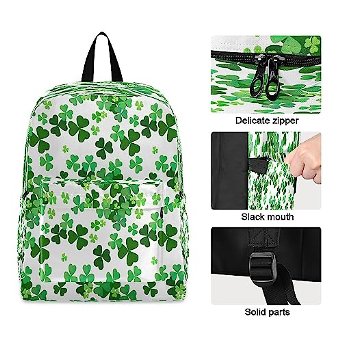 GAIGEO St Patricks Day Shamrock Large Laptop Backpack, Backpack Hiking, College Backpack with Laptop Compartment, Backpack for Work