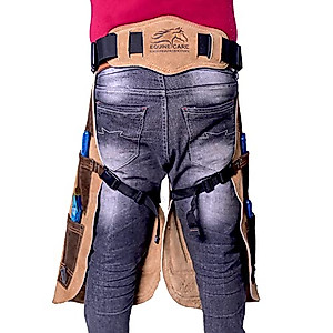 Equine Care Farrier Chaps 4 Knife Pockets & Nail Magnet Cow Hide Suede Leather Horse Shoeing Apron (29 Inch-75 CM)