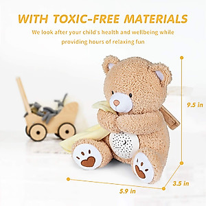 BEREST Baby Sleep Soother Happy Bear, Mom's Heartbeat Bear Lullabies & Shusher White Noise Machine, Nursery Decor Night Light Projector, Toddler Crib Sleeping Aid, Baby Shower Gifts Portable Teddy