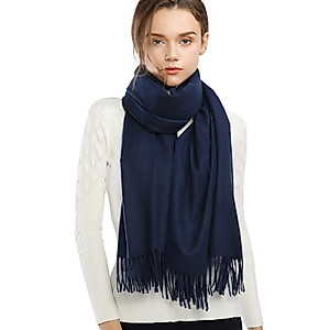 RIIQIICHY Scarfs for Women Fall Winter Navy Pashmina Shawls and Wraps for Evening Dresses Wedding Shawl Blanket Scarves