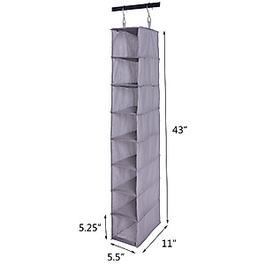 Amborido 8 Shelf Hanging Shoe Organizer for Closet Non Woven Fabric Gray