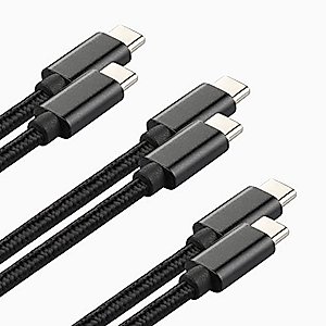 Vivitle USB C to USB C Cable Fast Charging (6.6ft 60W, 3-Pack),USB Type C Charger Cord Compatible with Samsung Galaxy S22/S22+, S21/S21+ Ultra 5G, iPad Pro 2021, iPad Air 5,Note 20/10 (Black)