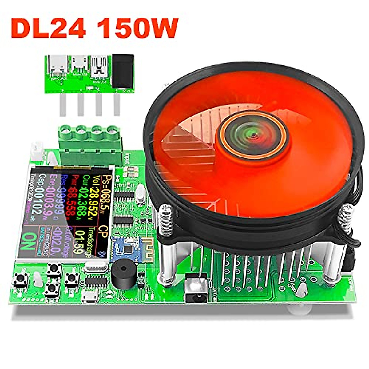 150W 4-Wire Electronic Load Tester 2.4 inch DC Tester APP Electronic Adjustment Constant Load Lithium Battery Capacity Monitor Discharge Charge Power Meter Supply Checker